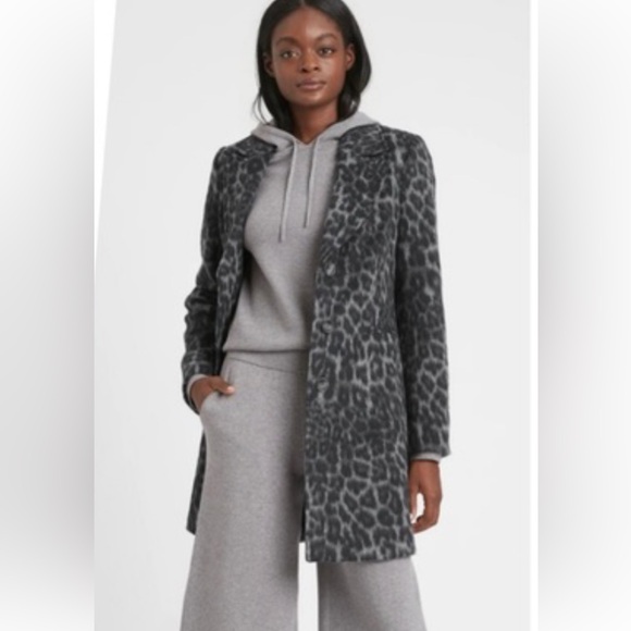 LOFT | Jackets & Coats | Loft Gray Leopard Print Coat | Poshmark